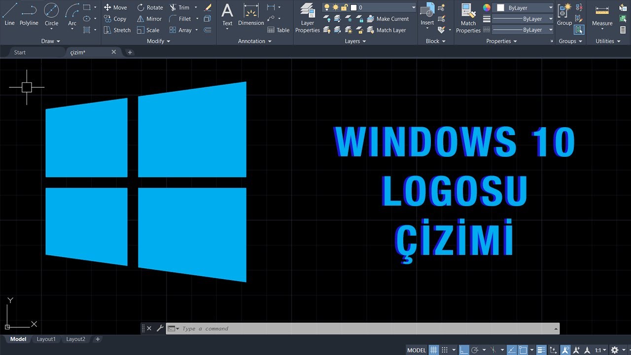 WINDOWS 10 LOGOSU NASIL ÇİZİLİR? |AUTOCAD LOGO ÇİZİMLERİ |how to draw ...