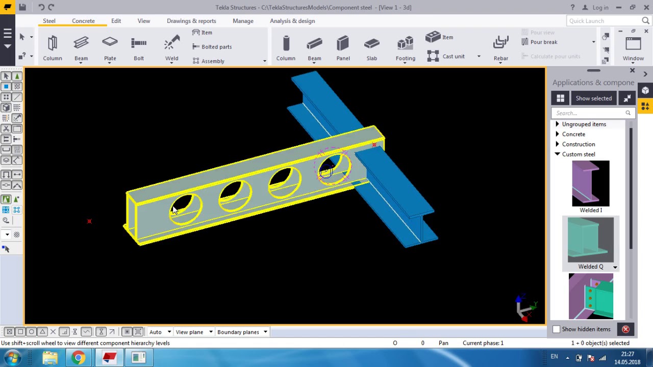 Tekla structures Custom steel components - YouTube
