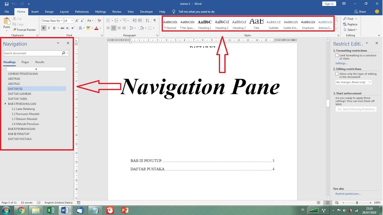 Membuat heading di navigation pane - YouTube