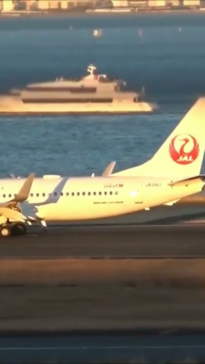 🌆 夕焼けの羽田空港に爆音を響かせながら急停止するJAL機🎄🎅#Shorts🌸 - YouTube