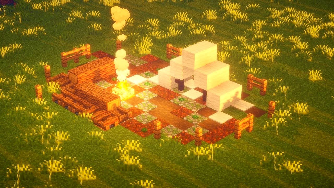 How to Build an Easy and Cute CAMPSITE in Minecraft! (Halloween Build ...