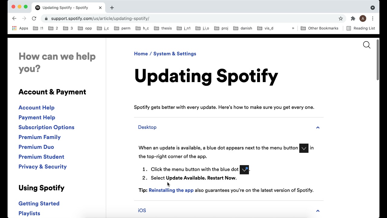 How to update Spotify on Desktop Mac? - YouTube