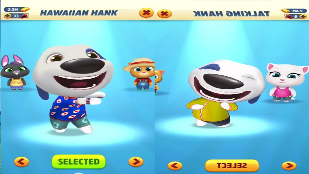 TALKING TOM GOLD RUN ORANGE HAWAIIAN HANK VS BLUE HANK NEW OUTFIT - YouTube