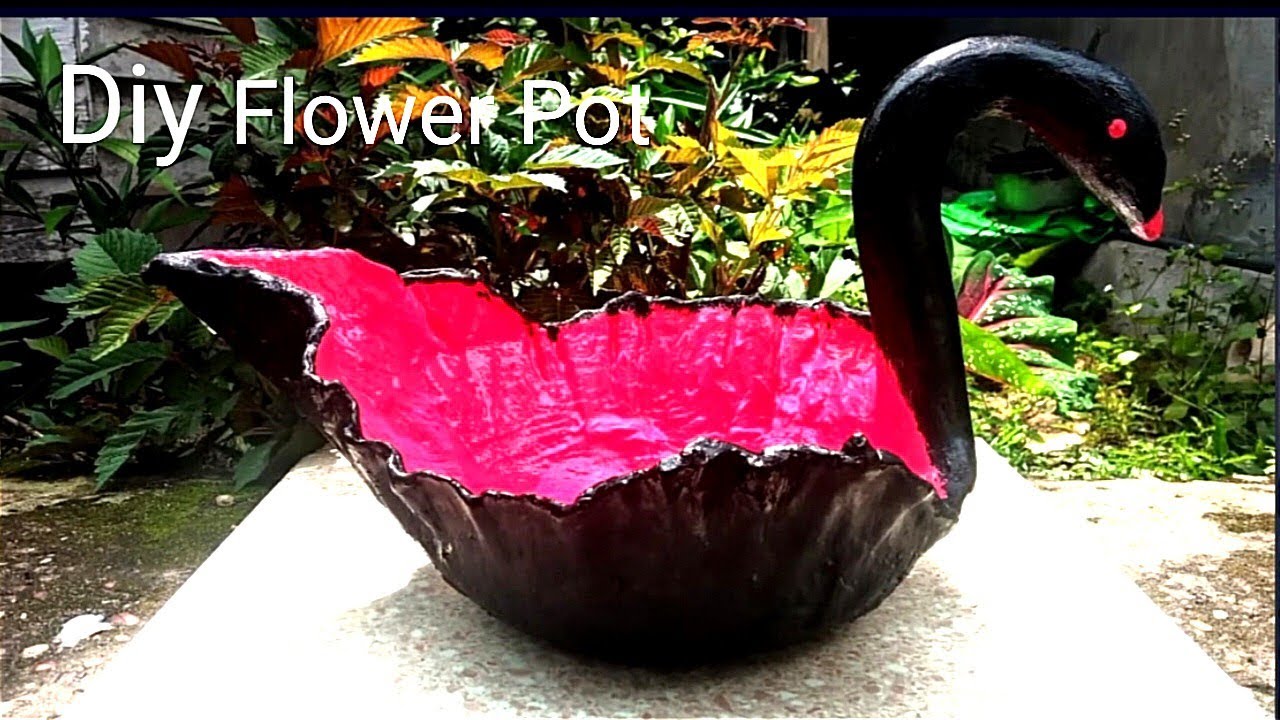 how to make a swan flower pot to plant flowers and ornamental plants ...
