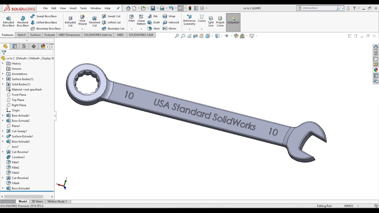 Bài tập vẽ Cờ lê trên SolidWorks - Design Wrench in SolidWorks - YouTube
