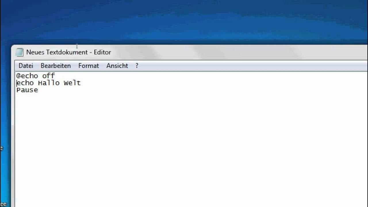 Batch Programmierung für Anfänger Hallo Welt - YouTube