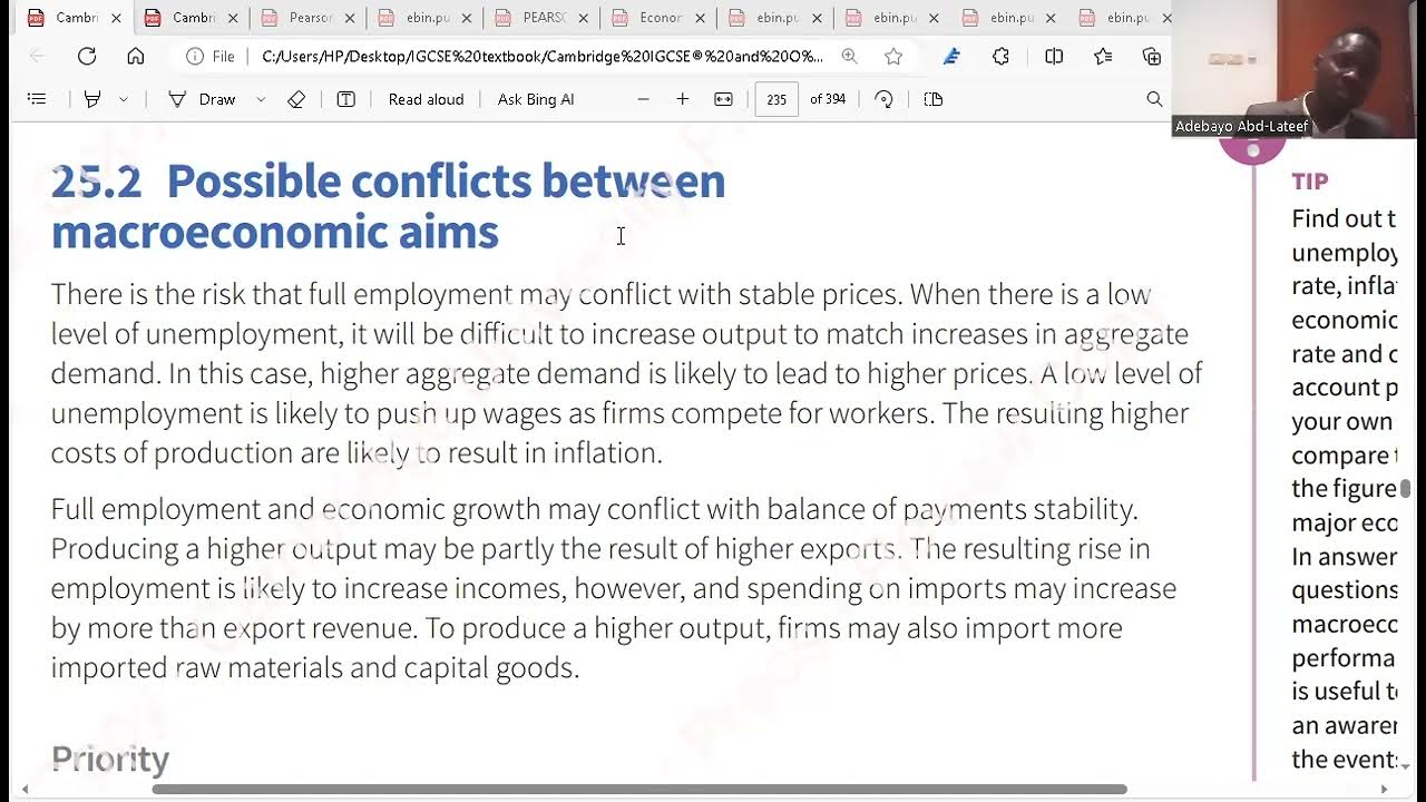 Economics IGCSE(Conflicts between macroeconomic aims) - YouTube