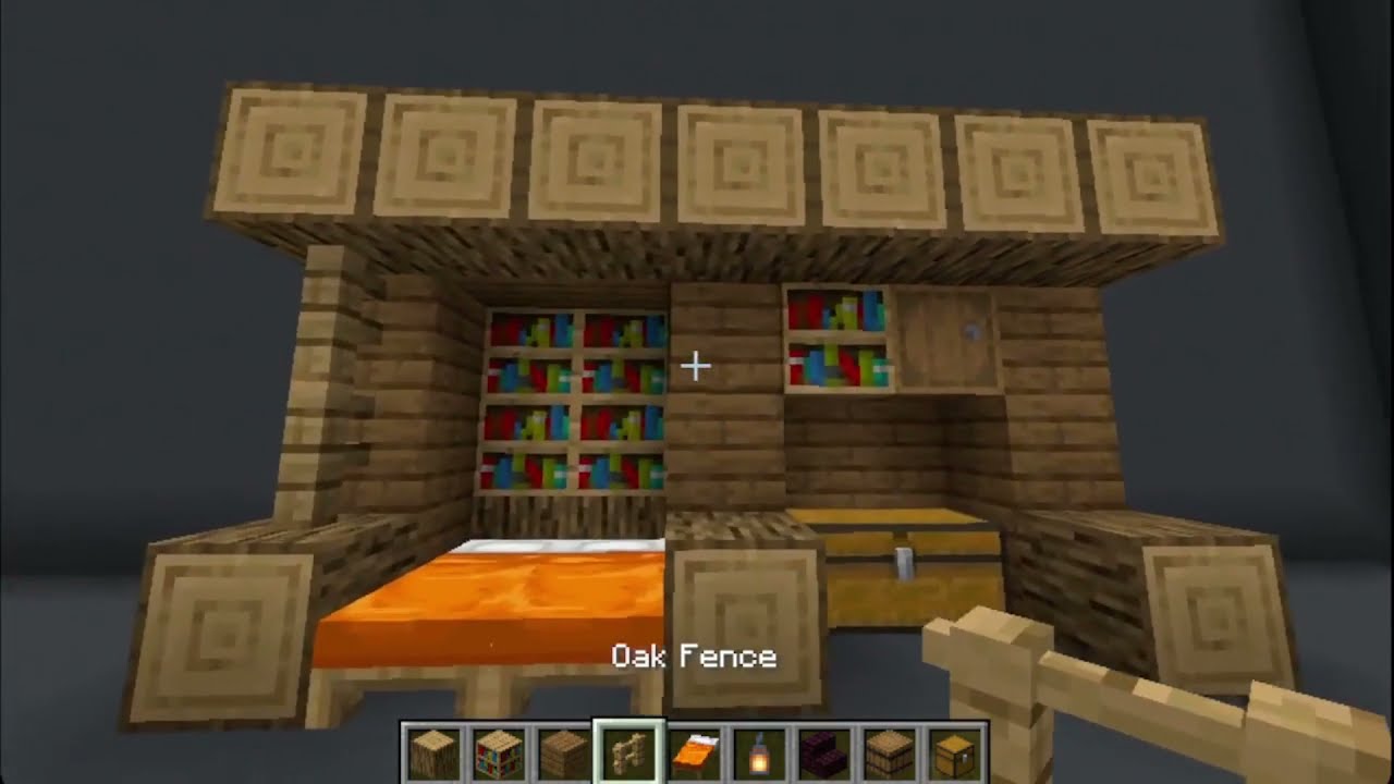 Minecraft Building Tutorial: Oak Bed & Storage - YouTube