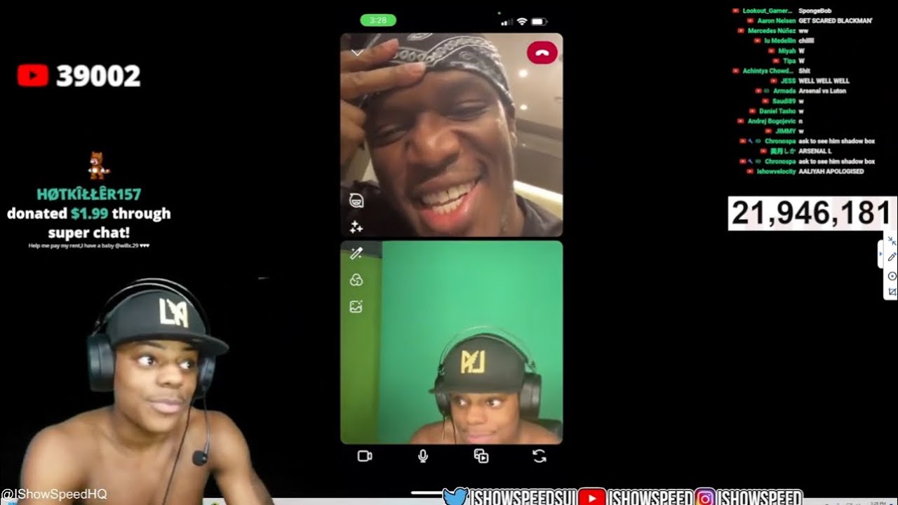 IshowSpeed FaceTime KSI For Their First Ever Fight 😂 - YouTube