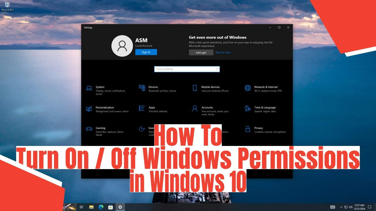 How To Turn On / Off Windows Permissions in Windows 10 - YouTube