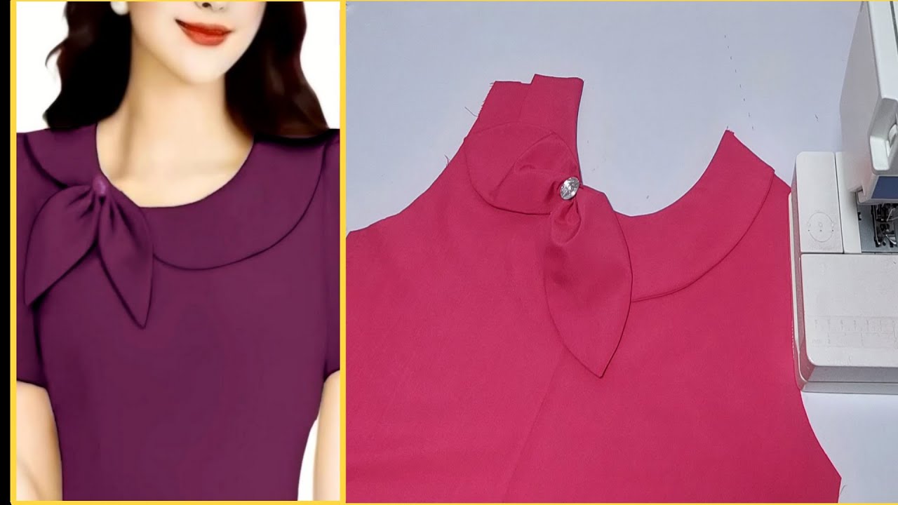 Cute neck design with collar cutting and stitching for sewing lovers😍😍 ...