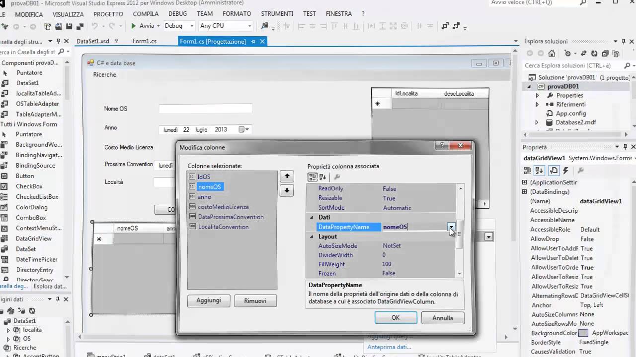 Visual Studio 2012 e data base ITA 15: associare un dataSet ad un ...