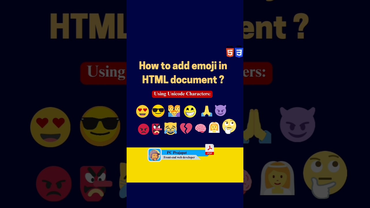 How To Add Emoji In HTML Document shorts shortsfeed html5 emoji How To Add Emoji In HTML Document shorts shortsfeed html5 emoji