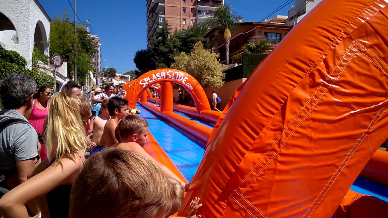 Street Water Slide in Lloret de Mar (Costa Brava) - YouTube