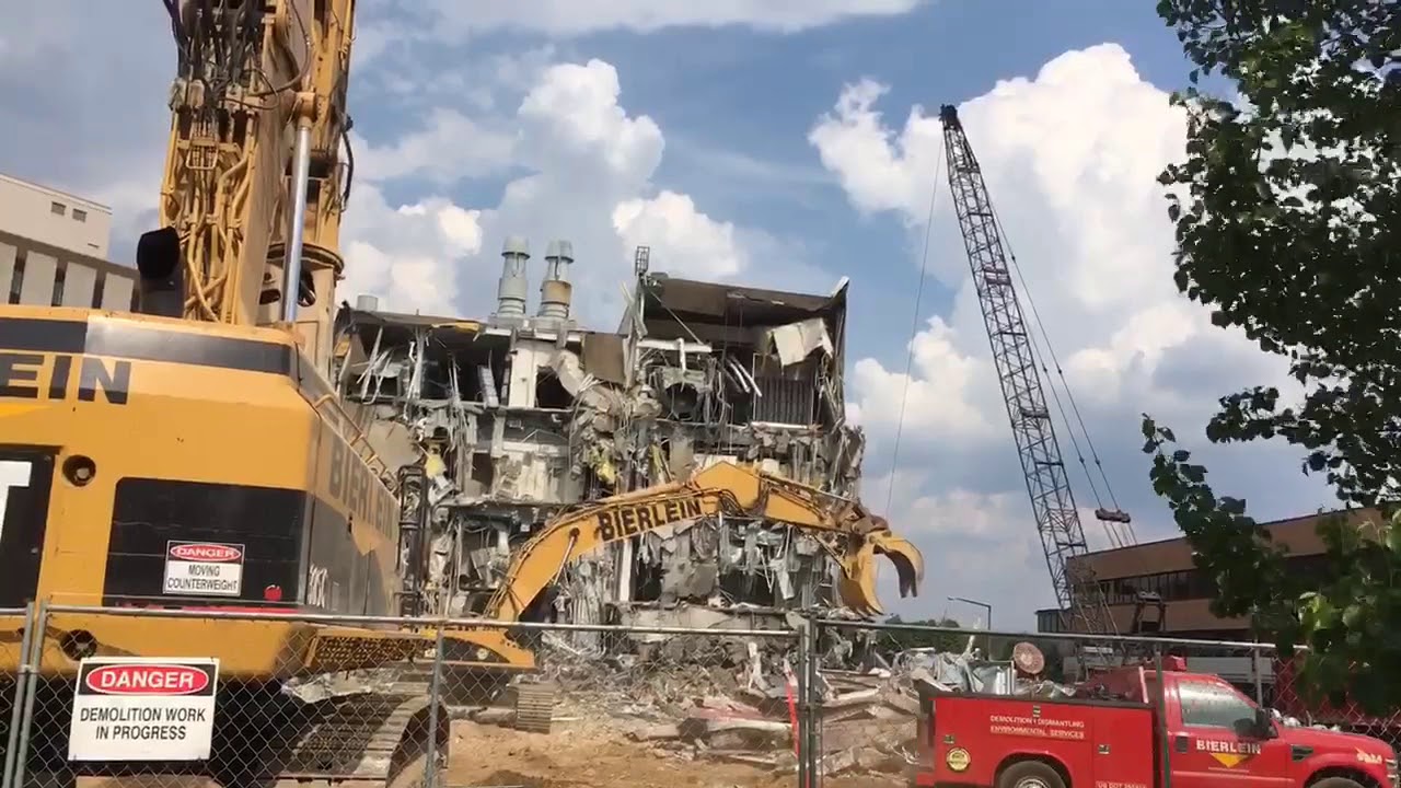 Bronson demolishes former Upjohn building in Kalamazoo - YouTube
