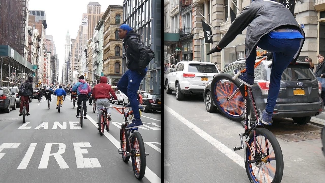 BIKES TAKE OVER TIMES SQUARE (CCS_COREY RIDEOUT 2018) - YouTube