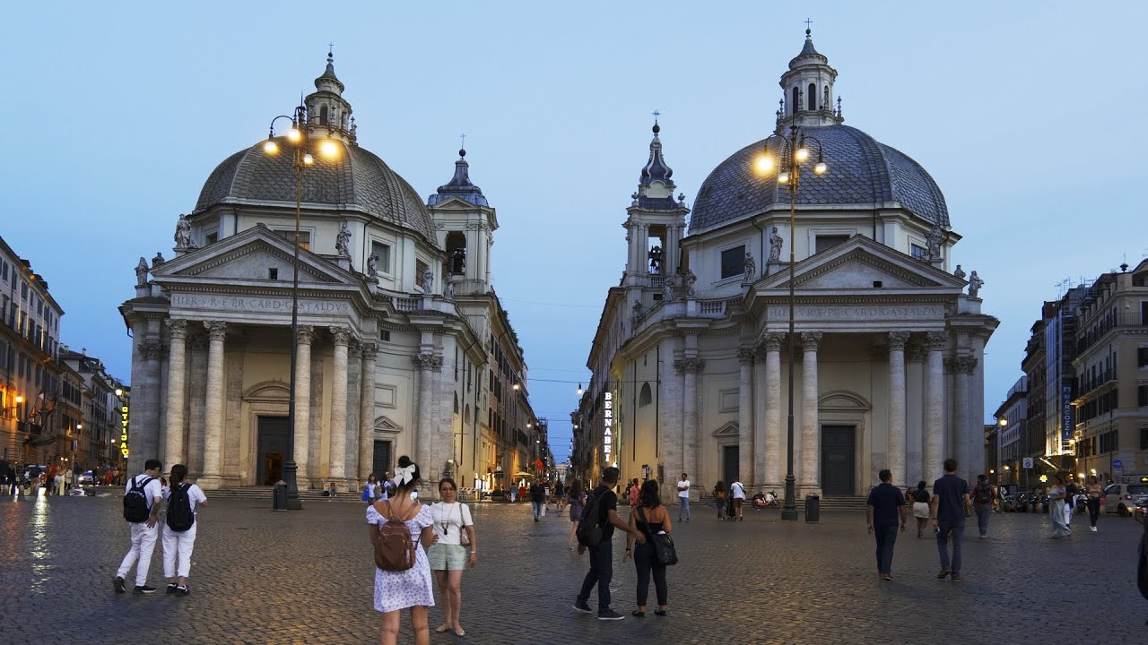 Rome Virtual Tour. Walk in a late summer evening in via del Corso ...
