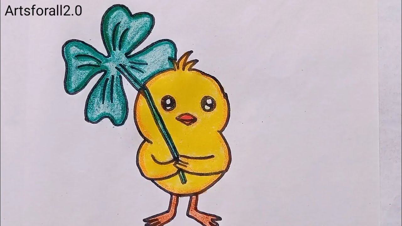 how to draw chicken drawing #chickendrawing murgi ke bacche ka Chitra ...