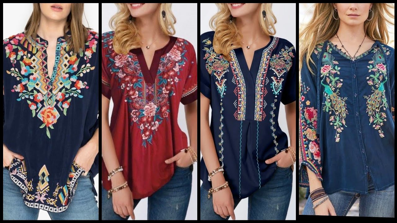 Amazing and outstanding embroidered tops and blouses designs ...