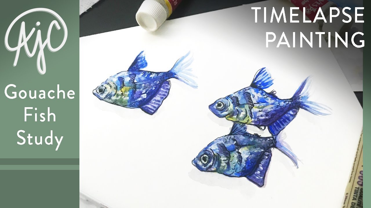 Gouache Fish - Timelapse Painting - YouTube