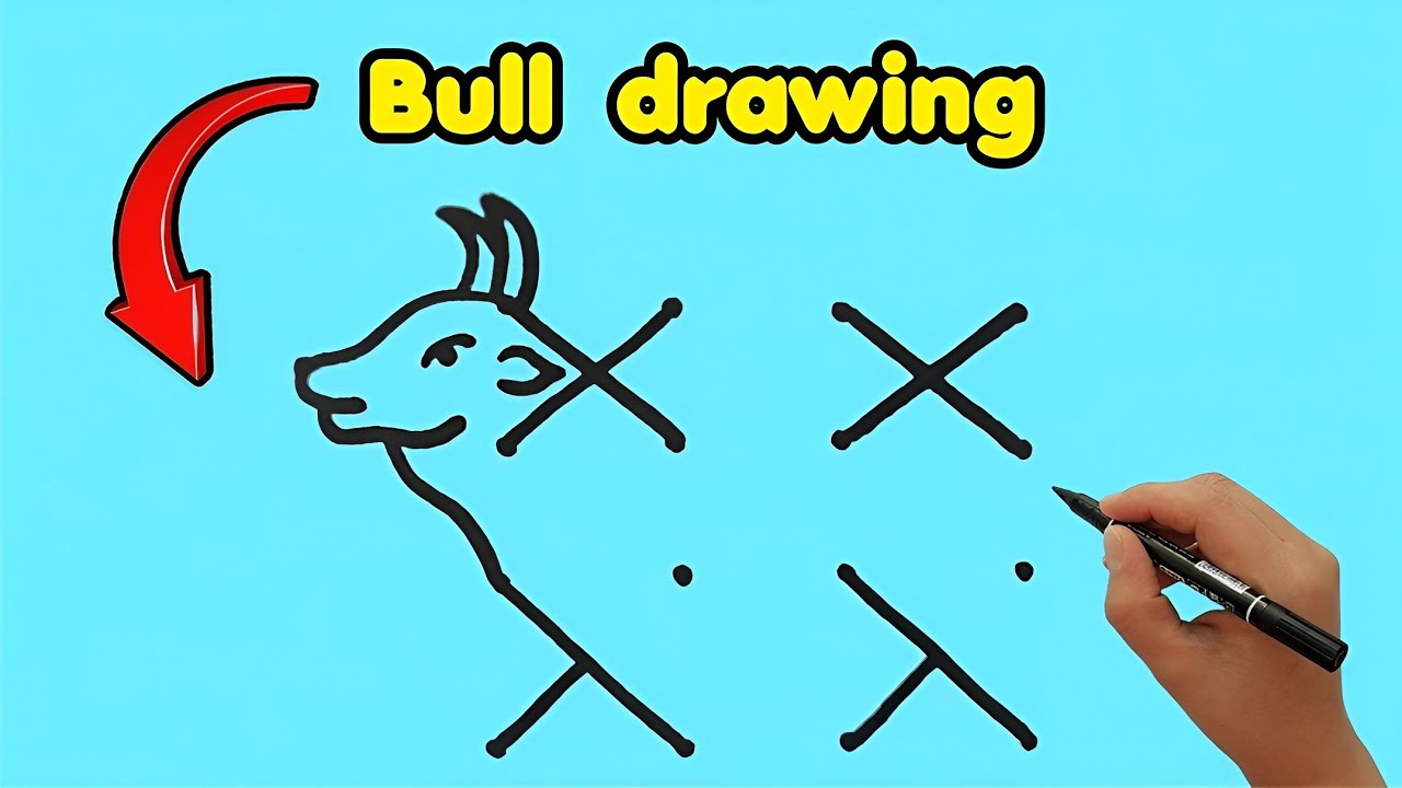 How to draw ox with 4 ×4 dots easy | bull drawing tutorial | ox drawing ...