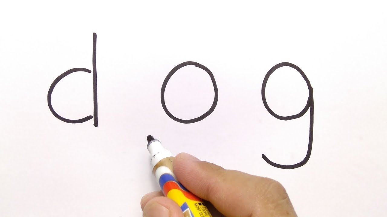 Drawing DOG by letters | Turn word DOG into art - YouTube