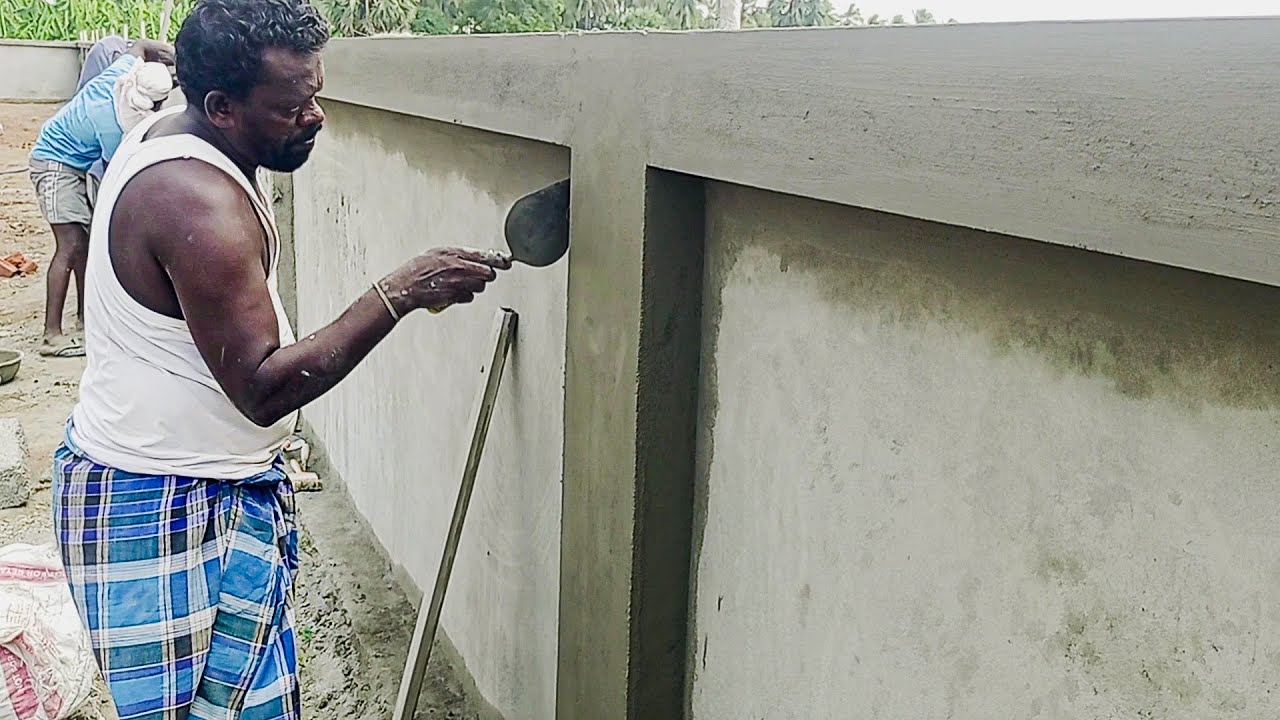 Wow! Magnificent Compound wall column plastering work | S ...