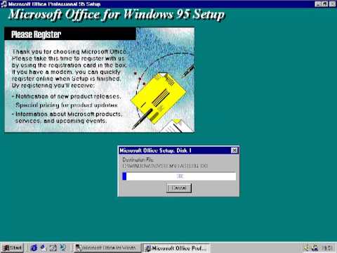 Installing Office 95 on Windows 95 - YouTube
