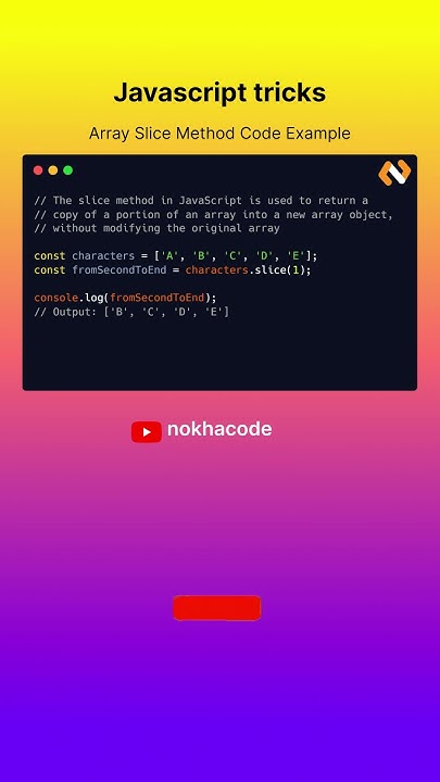 Javascript Array Slice Method Tips Coding Tutorial Javascript Shorts Youtube