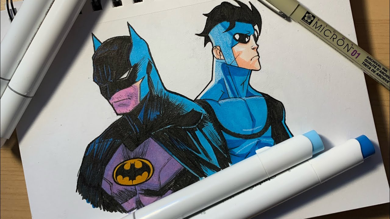 DRAWING BATMAN & INVINCIBLE! | sketchbook session - YouTube
