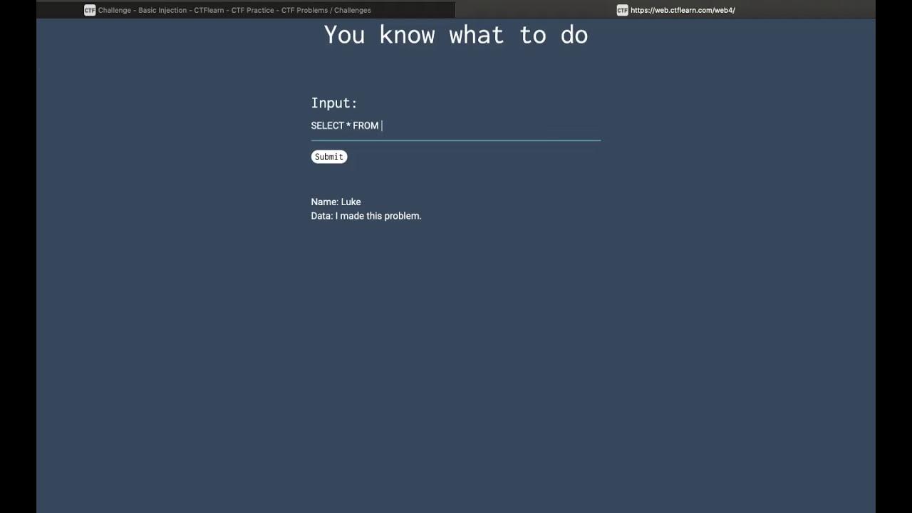 CTFLearn.com: Basic Injection - YouTube
