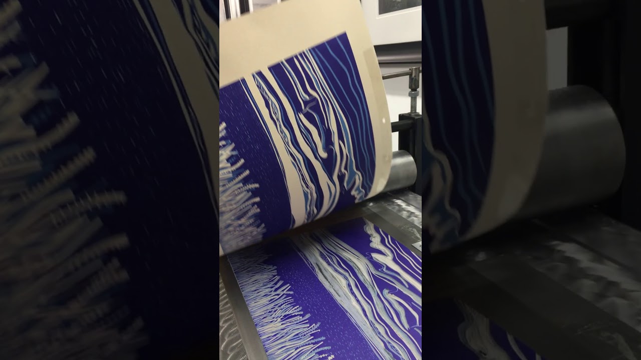 3 Colour Lino Reduction Print Coming Off Printing Press YouTube 3-colour-lino-reduction-print-coming-off-printing-press-youtube