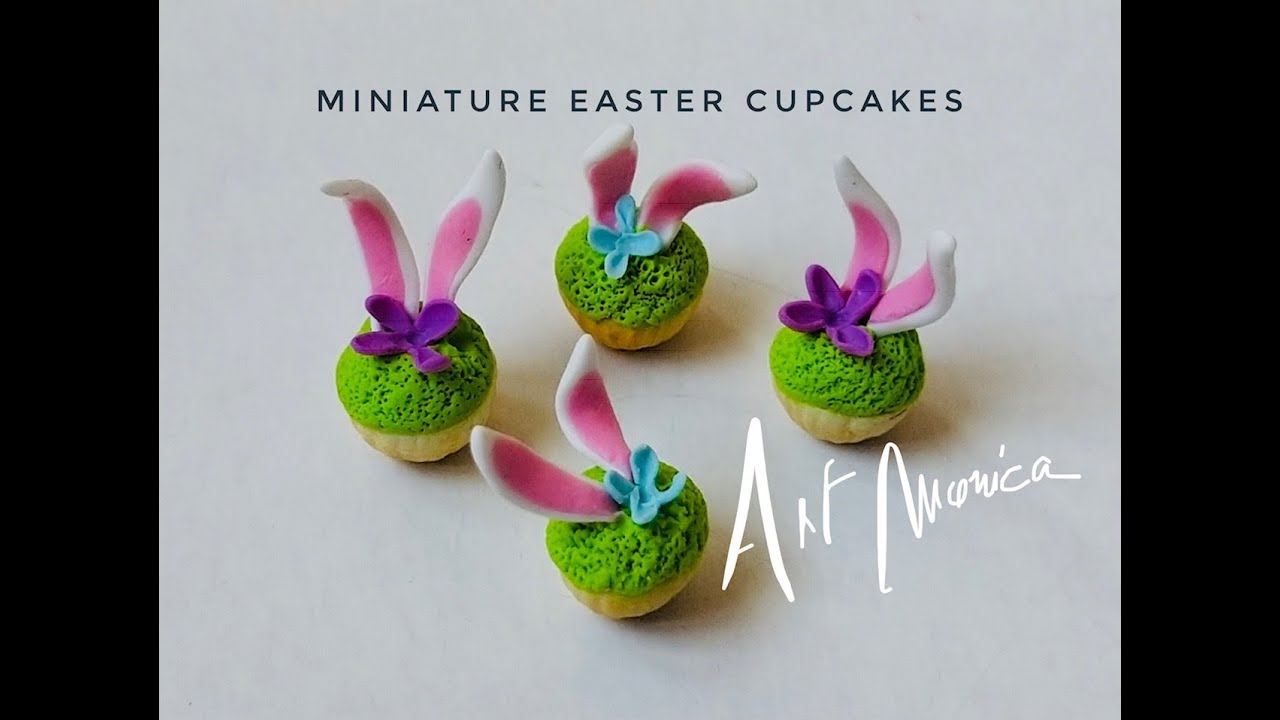 Miniature Easter Bunny Cupcakes : Polymer Clay DIY - YouTube