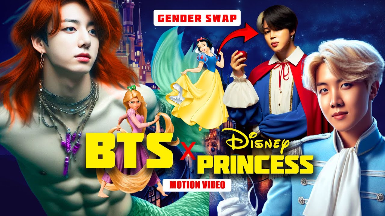 @BTS Members as Disney Princess (Male version) | Motion Video with Ai ...