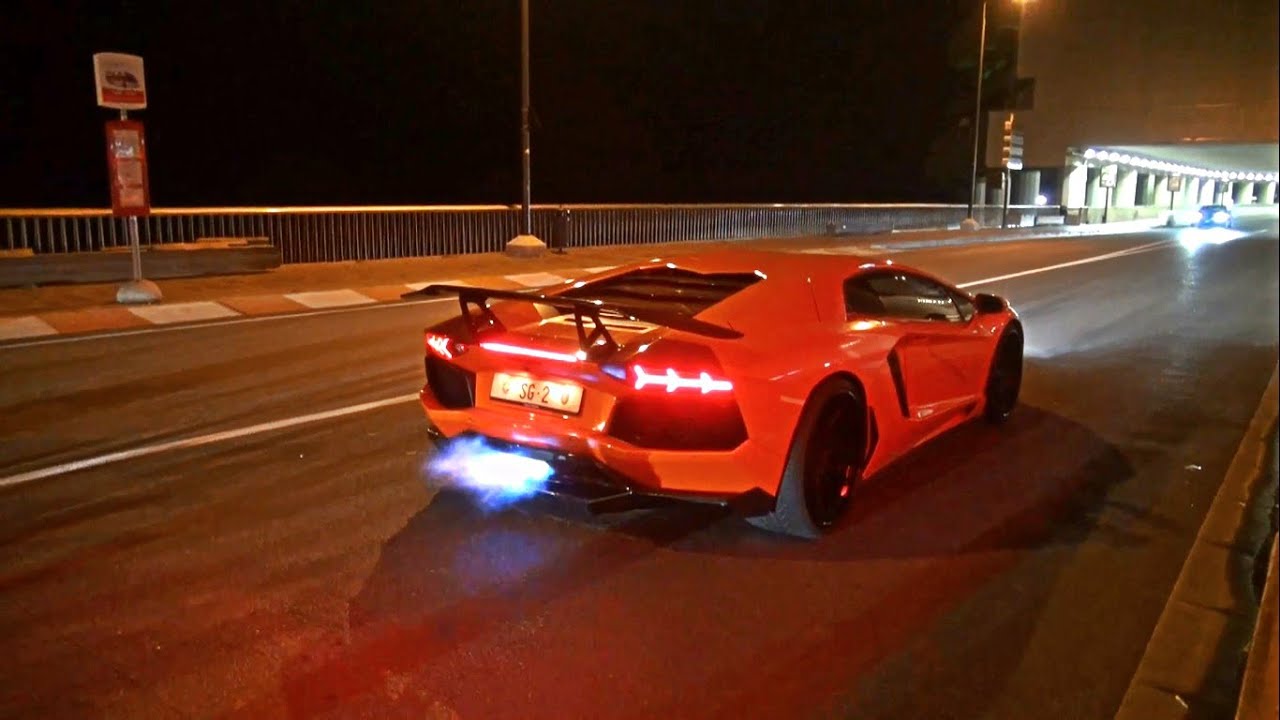 Lamborghini Aventador w/Capristo MAD FLAMES! - YouTube