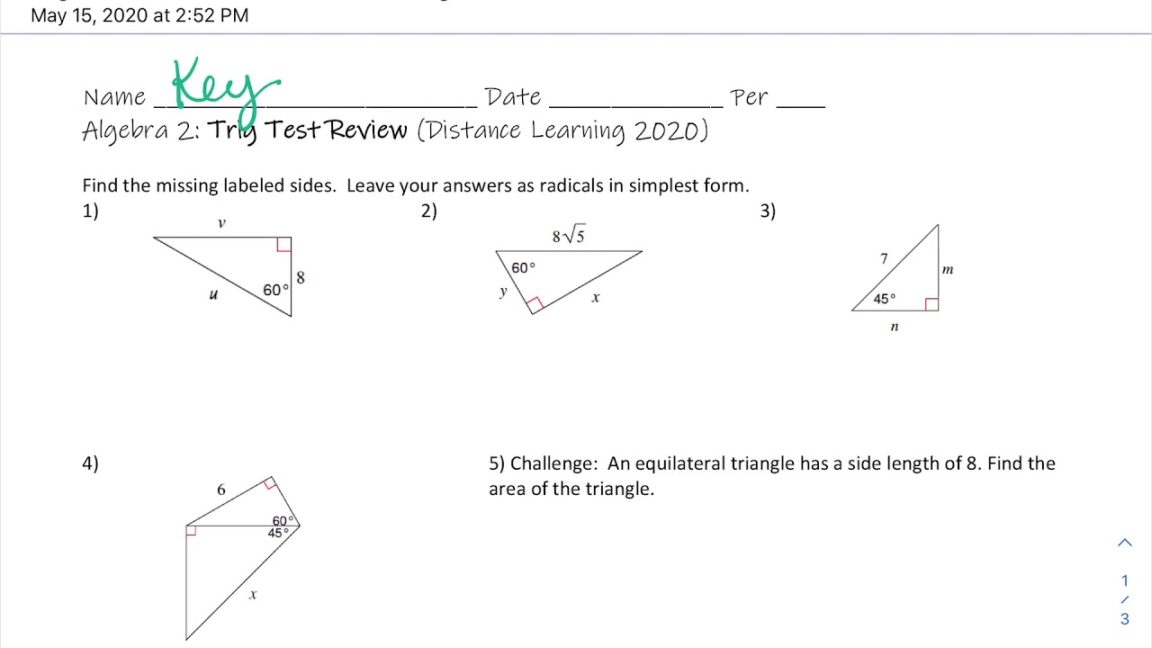 Trig test review key problems 1-5 - YouTube