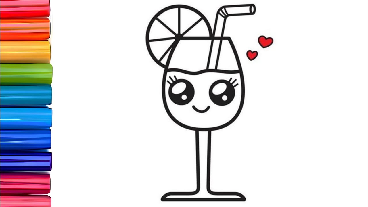 How to draw a cute glass 🍷 for kids || kids glass drawing || cute glass ...
