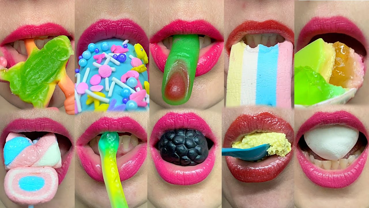 asmr LOLLIPOP RAINBOW FOODS Collection eating sounds satisfying mukbang ...