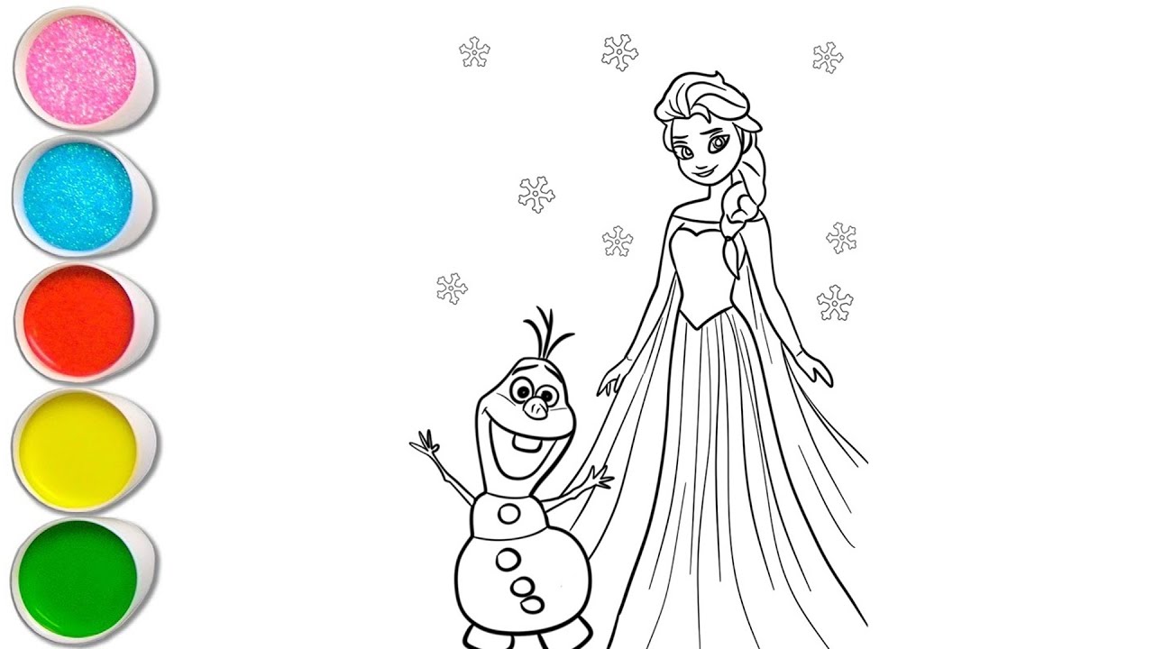 Disney Elsa & Olaf Drawing for kids, Painting & Coloring for kids ...