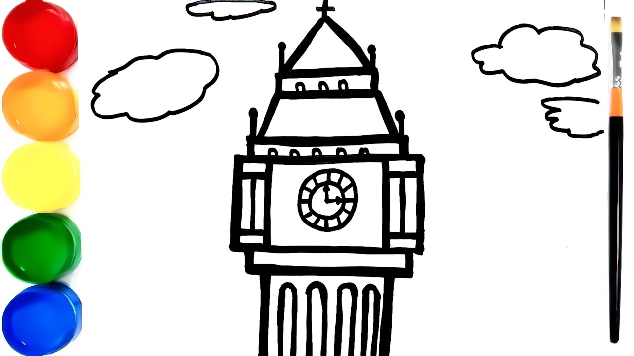 ||How to Draw the Big Ben tower\watch easy drawing, colouring 🎨 for ...