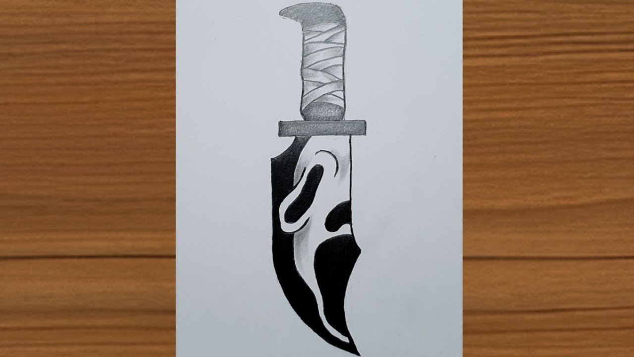How to draw ghost face in knife easy step-by-step drawing - YouTube