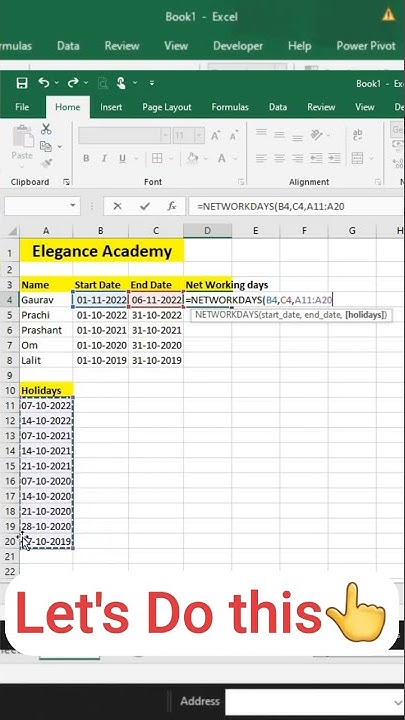 How to count net working days #excel #shorts #exceltutorial #youtubeshorts #exceltips #tips # ...