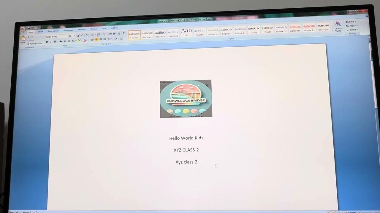 Unit-3 hello document practical (Lesson-2): HELLO WORLD KIDS (Class-2 ...