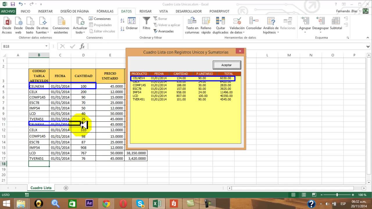 Registros Unicos en Un Cuadro lista de Excel - YouTube