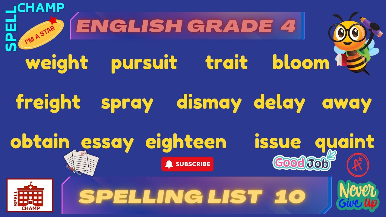 English Grade 4 Spelling List 10 - YouTube