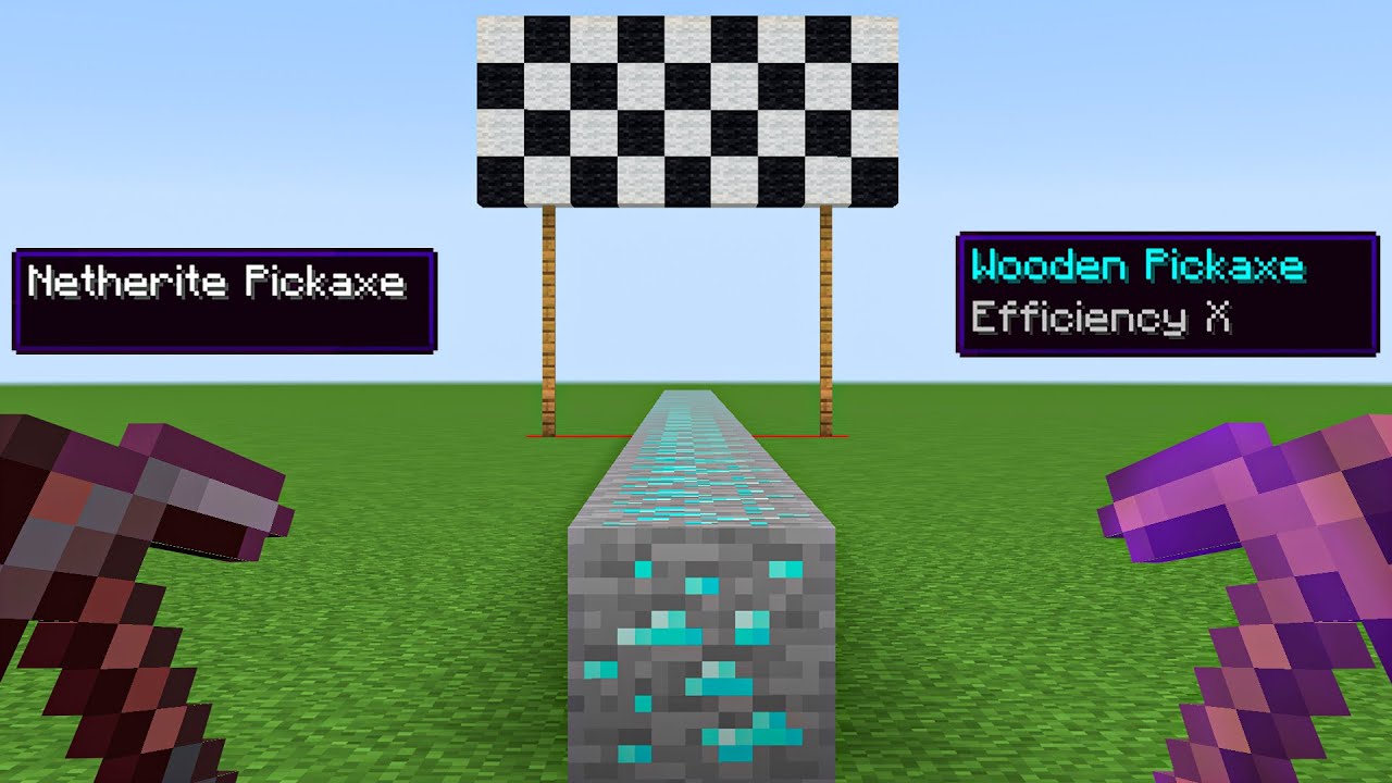 netherite pickaxe vs wooden pickaxe efficiency X - YouTube