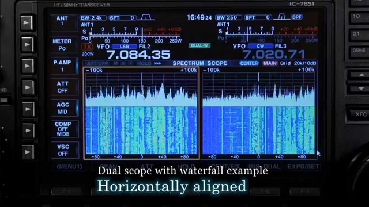 Icom IC-7851 Band Scope Dual Band Display Left / Right - YouTube