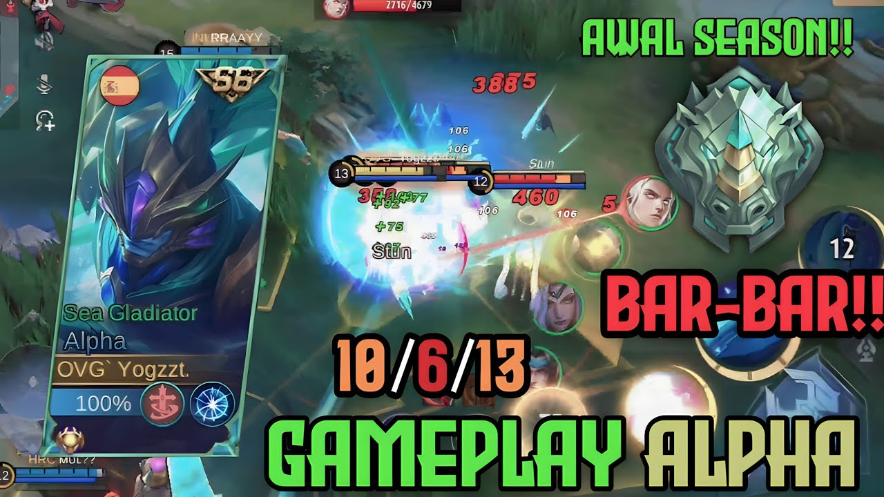 GAMEPLAY ALPHA 2023...... BAR BAR GAMEPLAY!!!!! GAMEPLAY MOBILE LEGENDS BANG BANG - YouTube