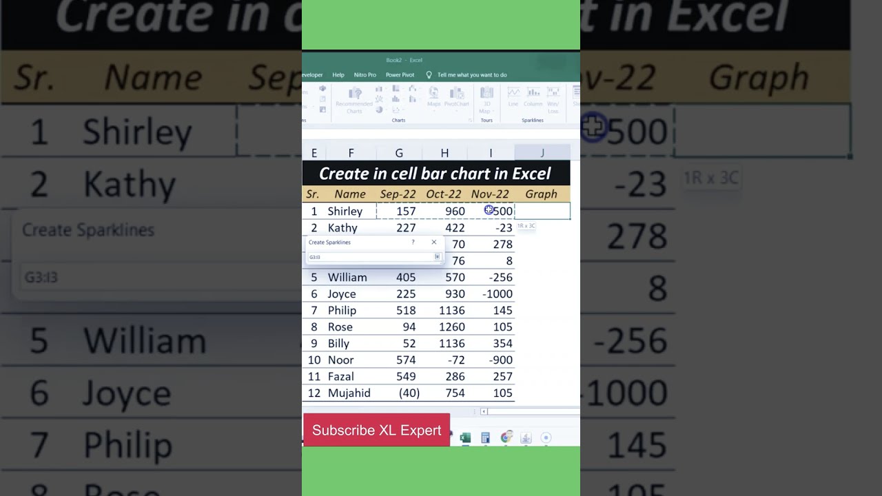 139 short Create In Cell Bar Chart In Excel shortvideo XL Expert 139 short Create In Cell Bar Chart In Excel shortvideo XL Expert