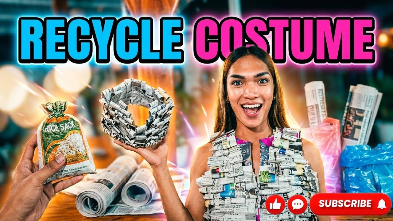 VLOG#60💛DIY RECYCLED COSTUME ️🥰🥰MADE OF SACKS & OLD NEWSPAPERS 💗💗 ...